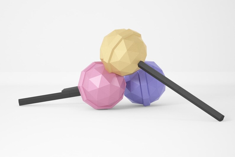 Lollipop Paper Low Poly, PDF Template, DXF and SVG Files - Etsy