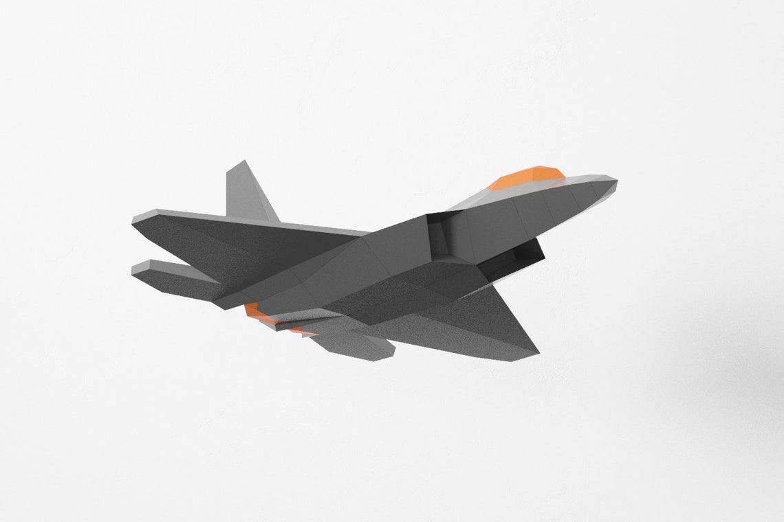 F-22 Raptor Paper Model: Low Poly Fighter Aircraft DIY Decor (PDF ...
