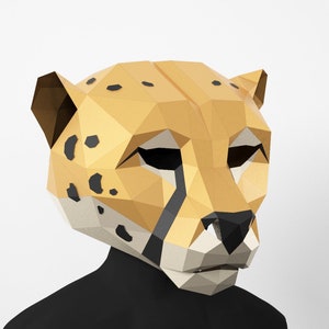 Cheetah Mask, Polygonal Paper Art, Paper Craft Pdf, Papermask Low Poly ...