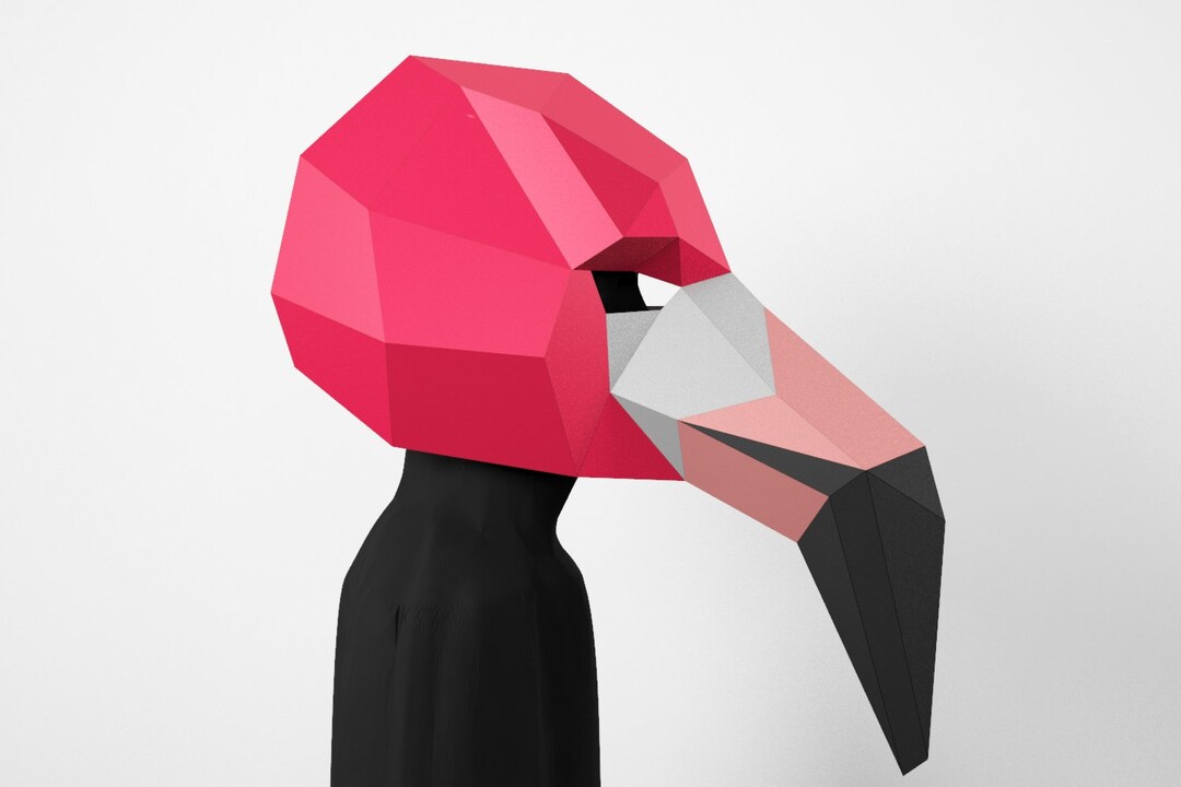 Flamingo Mask DIY, Low Poly Mask, Paper Craft Mask, Pdf Template 3D ...