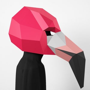 Flamingo Mask DIY, Low Poly Mask, Paper Craft Mask, Pdf Template 3D ...