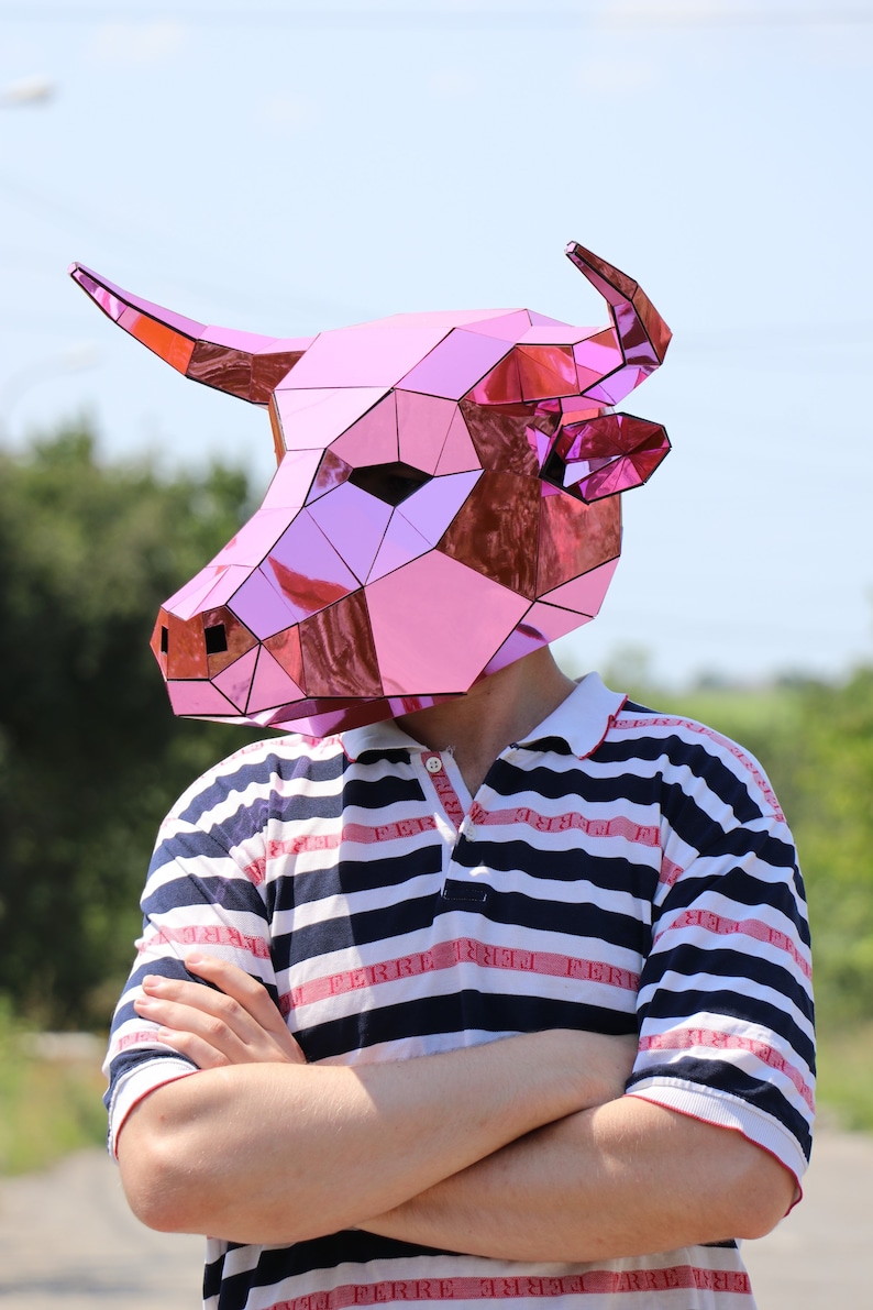 Bull Low Poly Mask DIY Paper Craft Mask PDF Template for 3D - Etsy
