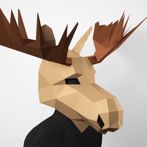Elk Mask, Moose Mask, Kid Costume, Animal Mask, Moose Gift, Low Poly ...