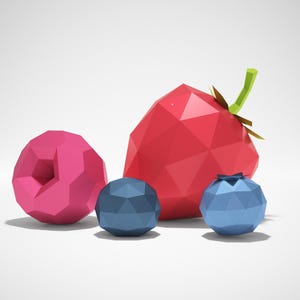 Set Fruit Papercraft Templates, Blueberry, Huckleberry, Raspberry ...