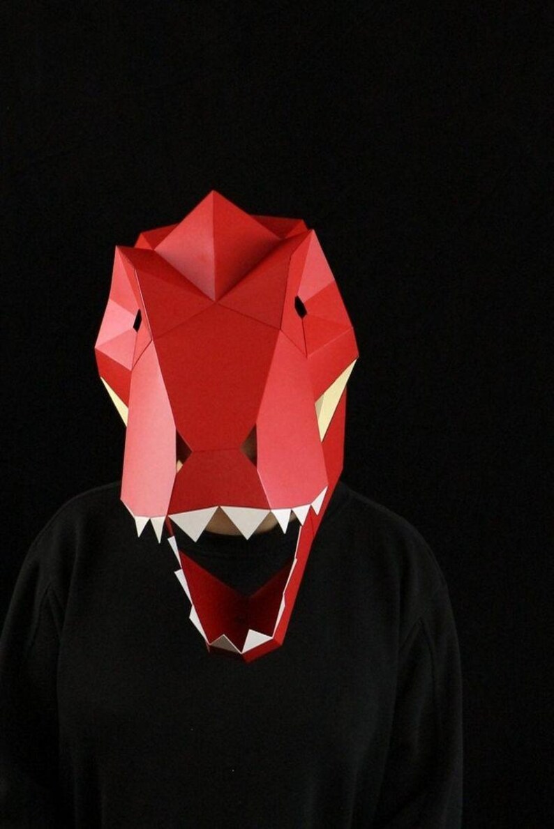 DIY T-rex Mask: Low Poly Papercraft Dinosaur Costume (PDF Template) - Etsy
