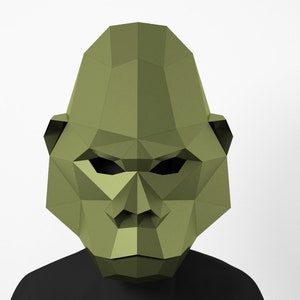 Gorilla Low Poly Mask, DIY Paper Craft Mask Gorillas, PDF Template for ...