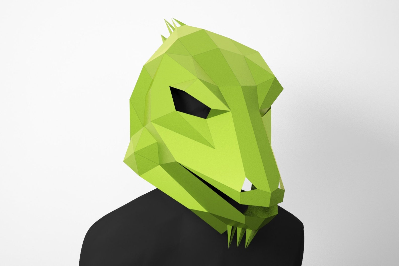 Iguana Mask Low Poly Digital Template Papercraft Reptile - Etsy