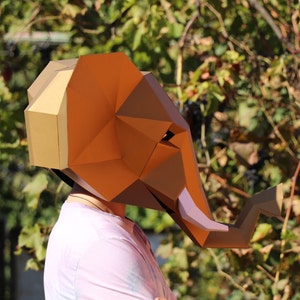 Elephant Mask, PDF Template, 3D Mask, Kids Costume, Papercraft Mask ...