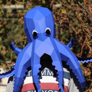 Octopus Mask DIY, Low Poly Mask Devilfish, Paper Craft Mask Poulpe, Pdf ...