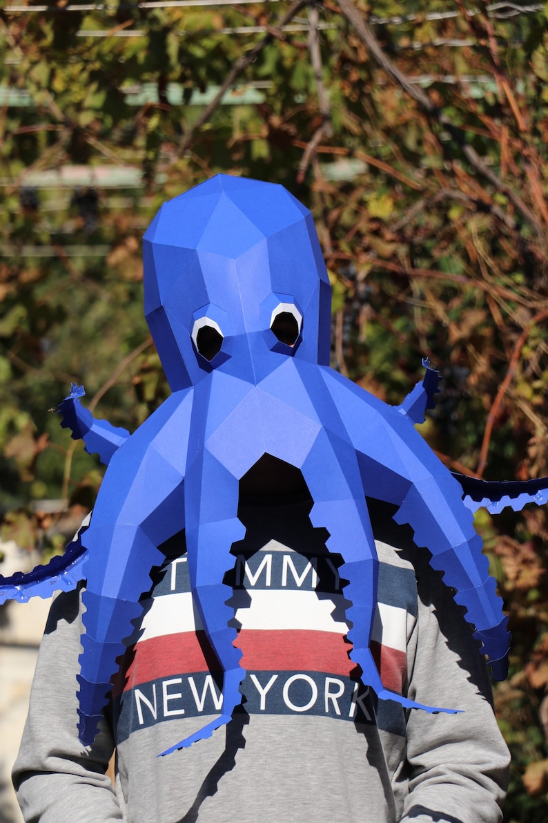 Octopus Mask DIY Low Poly Mask Devilfish Paper Craft Mask - Etsy