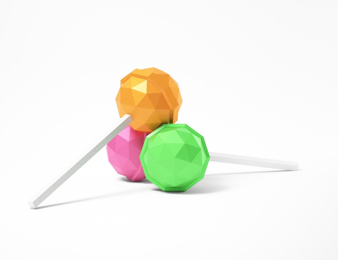 Lollipop Paper Low Poly, PDF Template, DXF and SVG Files - Etsy