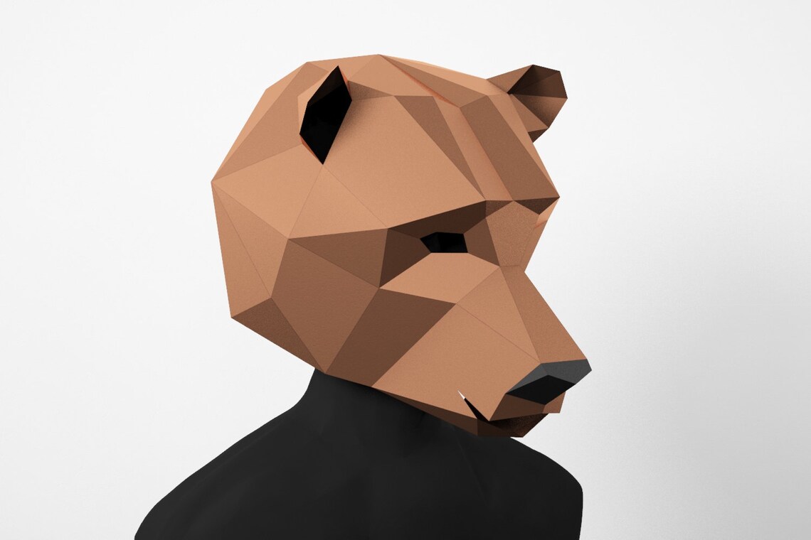 Bear Mask DIY Low Poly Mask Paper Craft Mask Pdf Template - Etsy