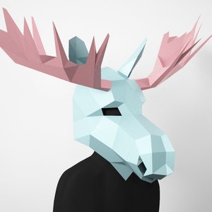 Elk Mask, Moose Mask, Kid Costume, Animal Mask, Moose Gift, Low Poly ...