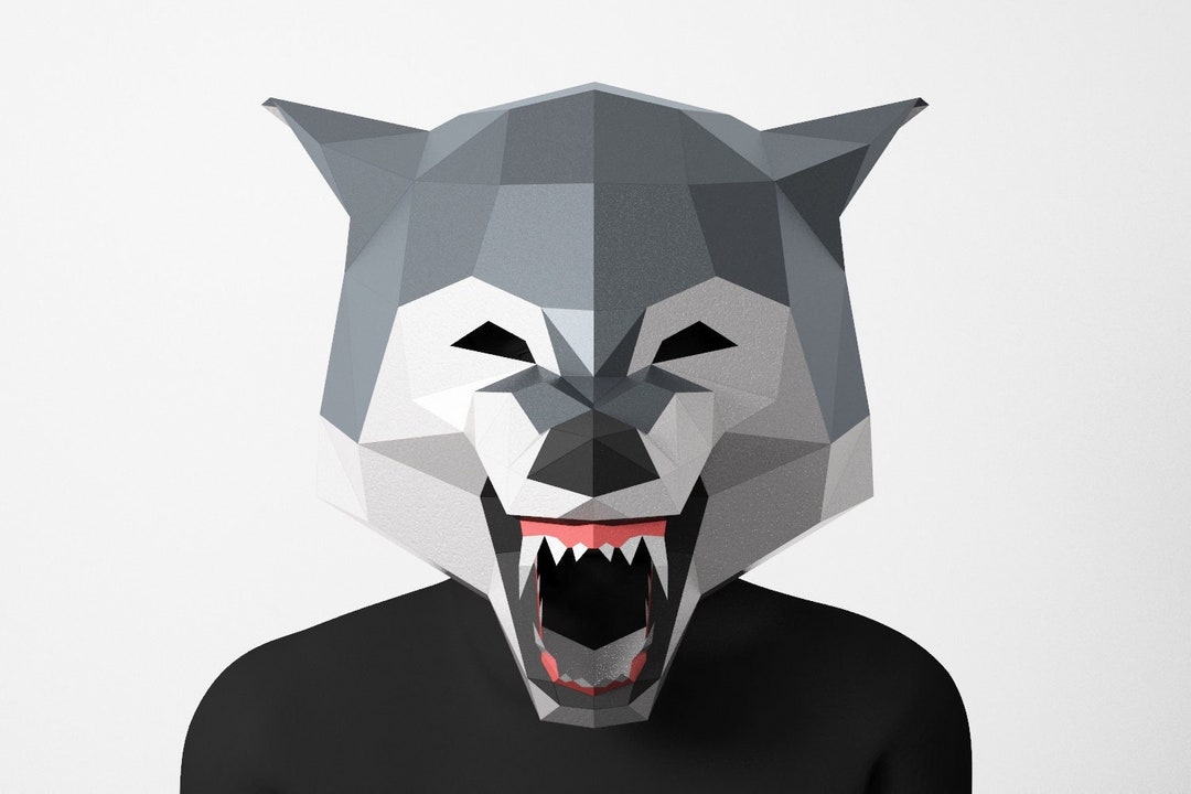 Wolf Mask, Wolf Costume, Red Riding Hood, Wolf Gift, Paper Craft Mask ...