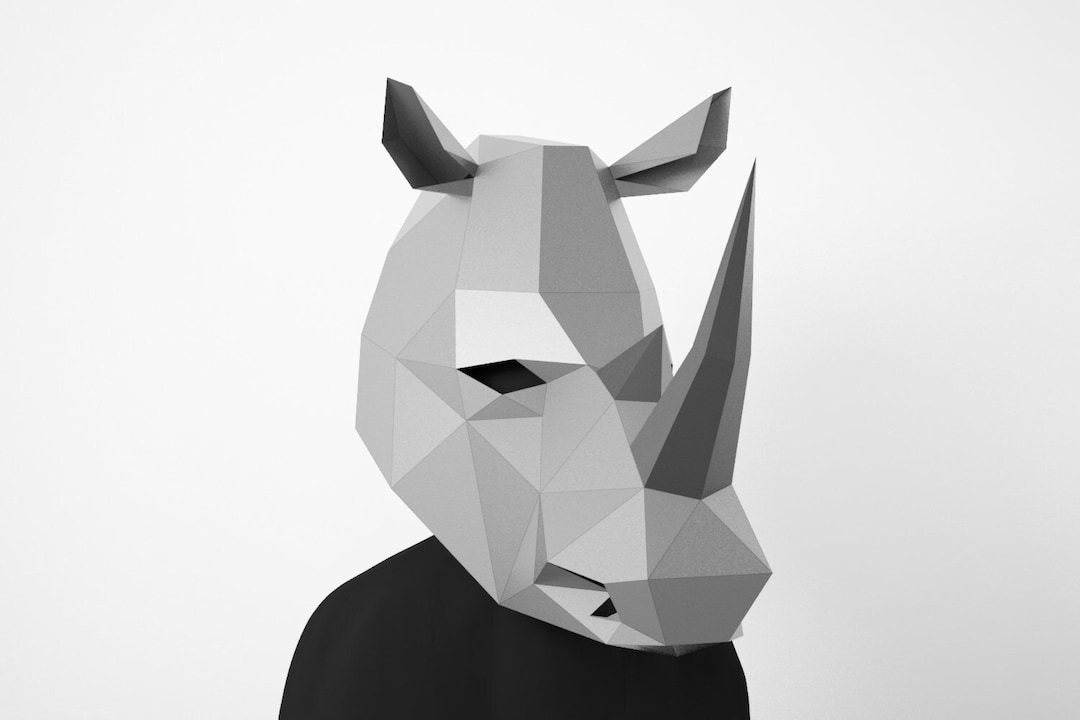 Rhino Mask, Low Poly Mask, DIY Paper Craft, Mask Rhino, PDF Template ...