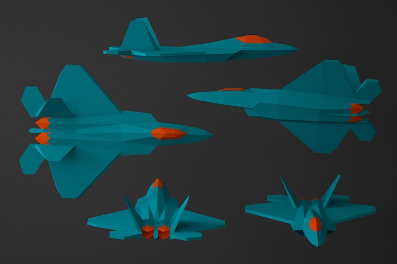 F-22 Raptor Paper Model: Low Poly Fighter Aircraft DIY Decor (PDF ...
