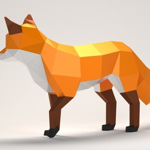 Fox Polygonal Sculpture, Low Poly Animal. PDF Template, DXF and SVG ...
