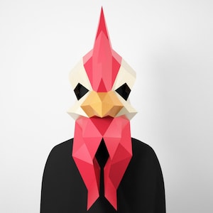 Rooster Mask DIY, Cockerel Mask Low Poly Mask Rooster, Paper Craft Mask ...
