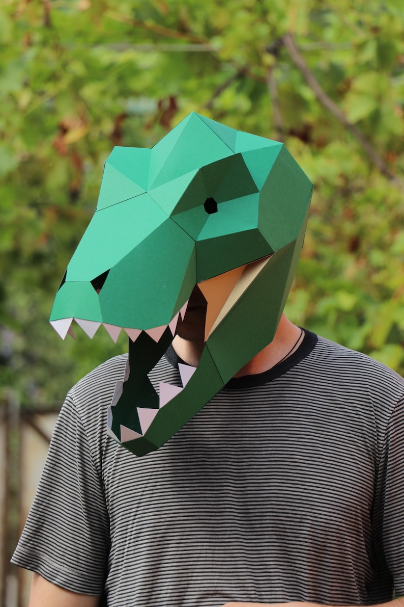 DIY T-rex Mask: Low Poly Papercraft Dinosaur Costume (PDF Template) - Etsy