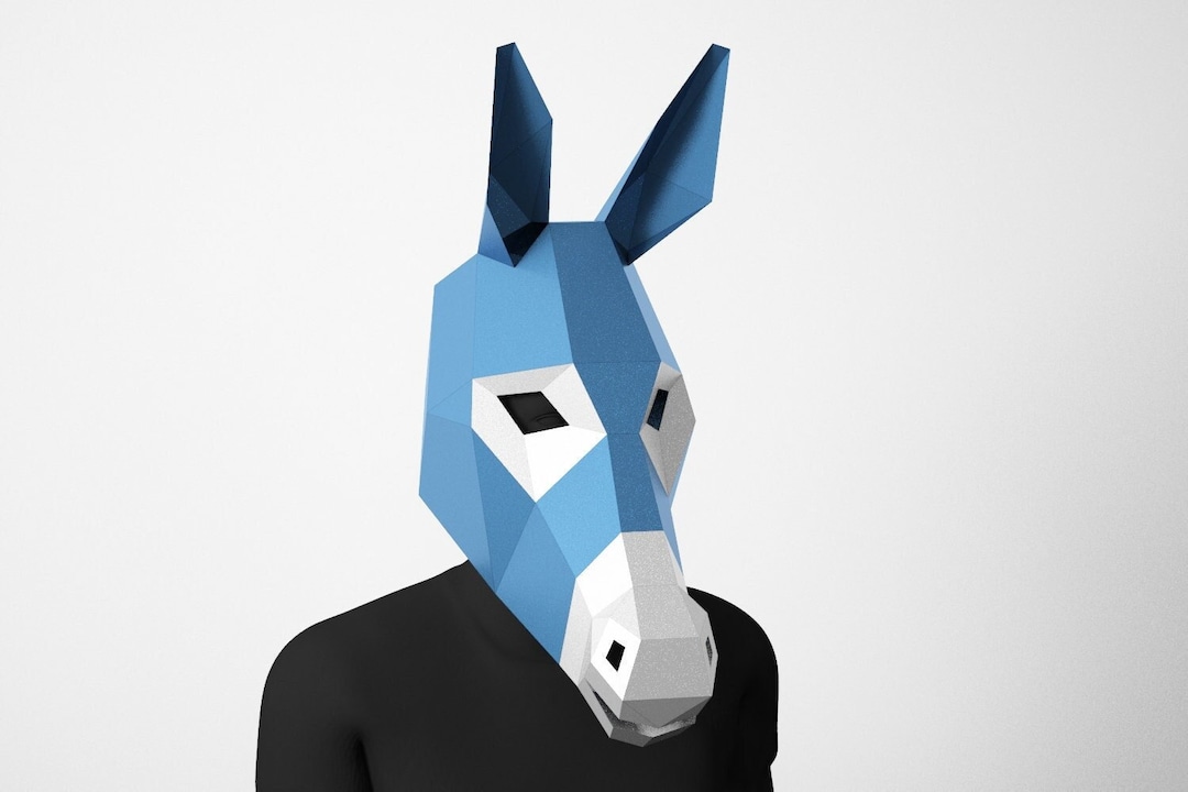 Donkey Mask DIY: Low Poly Paper Craft Template (PDF) - Etsy