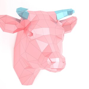 Cow Head, Low Poly, Wall Decor Polygonal , PDF Template DXF and SVG ...