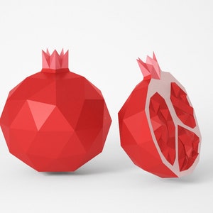 Fruit Paper, PDF Pomegranate Template, Papercraft DIY Garnet, DIY Paper ...