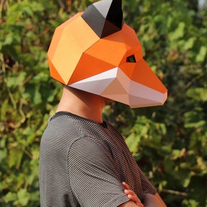 Fox Mask DIY, Low Poly Mask, Paper Craft Mask, Pdf Template 3D Mask ...