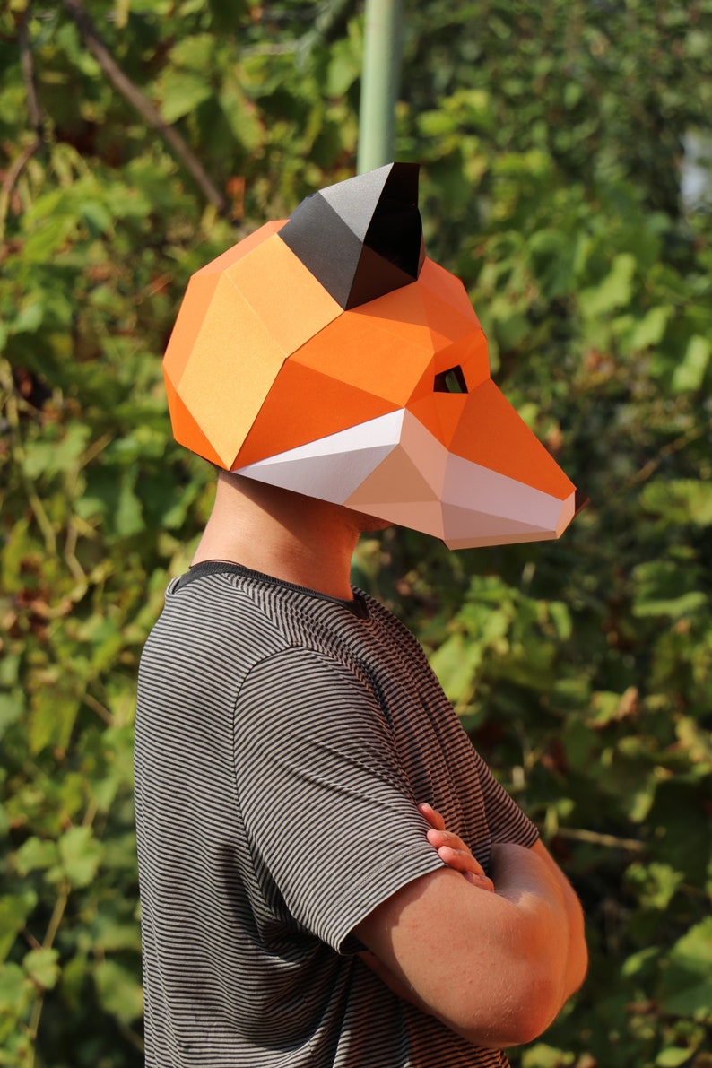 Fox Mask DIY Low Poly Mask Paper Craft Mask Pdf Template 3D - Etsy Canada