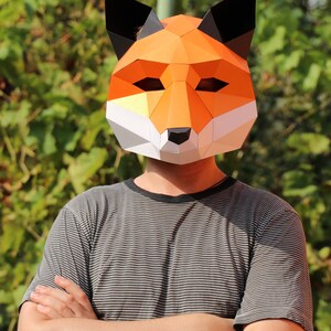 Fox Mask DIY, Low Poly Mask, Paper Craft Mask, Pdf Template 3D Mask ...