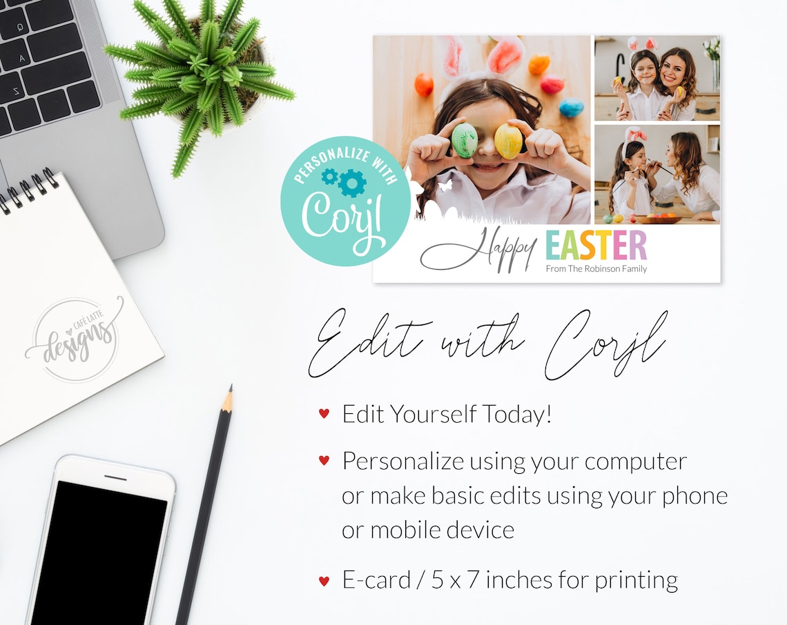 EASTER Family Photo Editable Printable Card, Personalized Card With ...