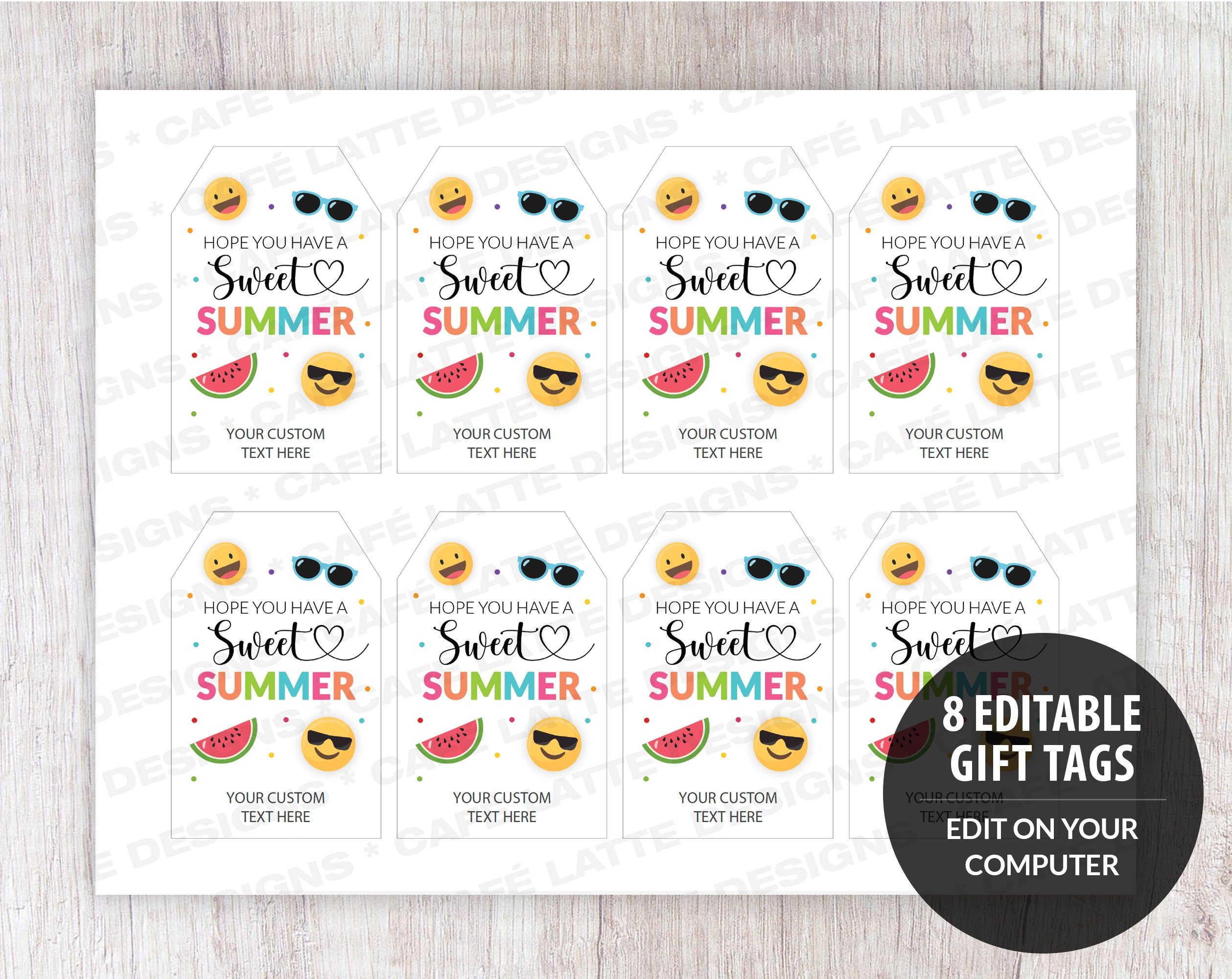 Sweet Summer Editable Printable Gift Tags, Personalized End of School ...