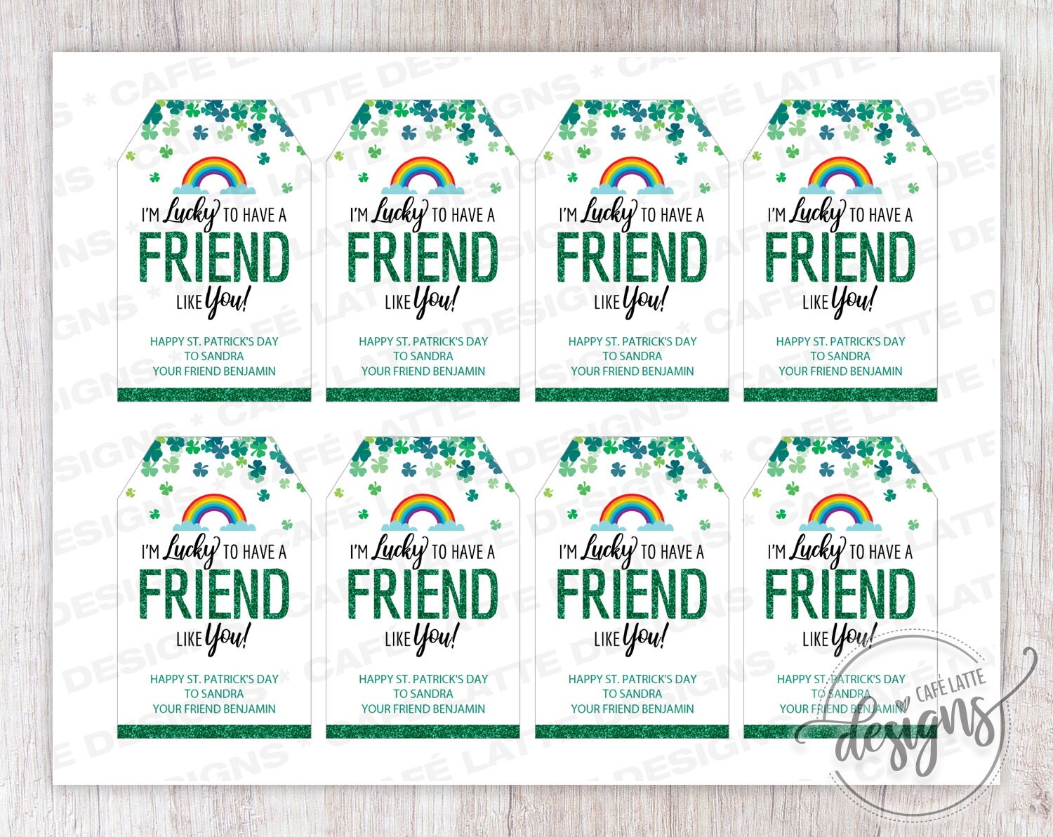 Friend St. Patricks Day Printable Gift Tags, Editable Personalized ...