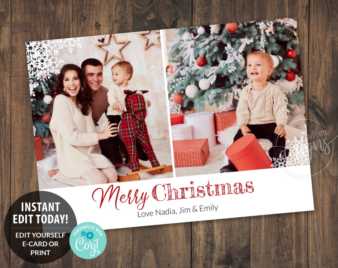CHRISTMAS Family Photo Editable Printable Card, Personalized Card With ...
