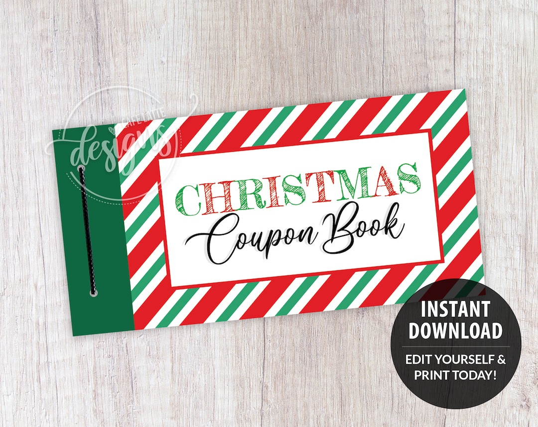 Christmas Coupon Book Editable Printable Template, Christmas Coupons ...