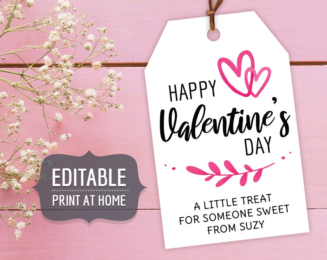 Valentine's Gift Tags, Valentines Day Editable Personalized Gift Favor ...