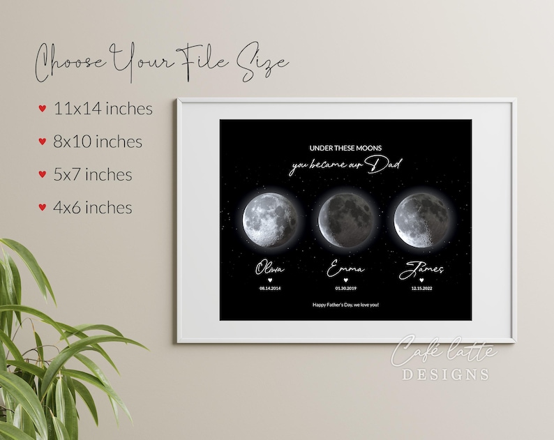 Custom Moon Phase Printable, Gift for Dad, Fathers Day Thoughtful Gift ...