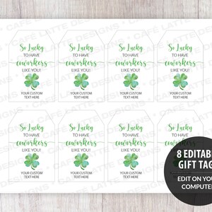 St Patricks Day Printable Gift Tags, Lucky to Have Coworkers Like You ...
