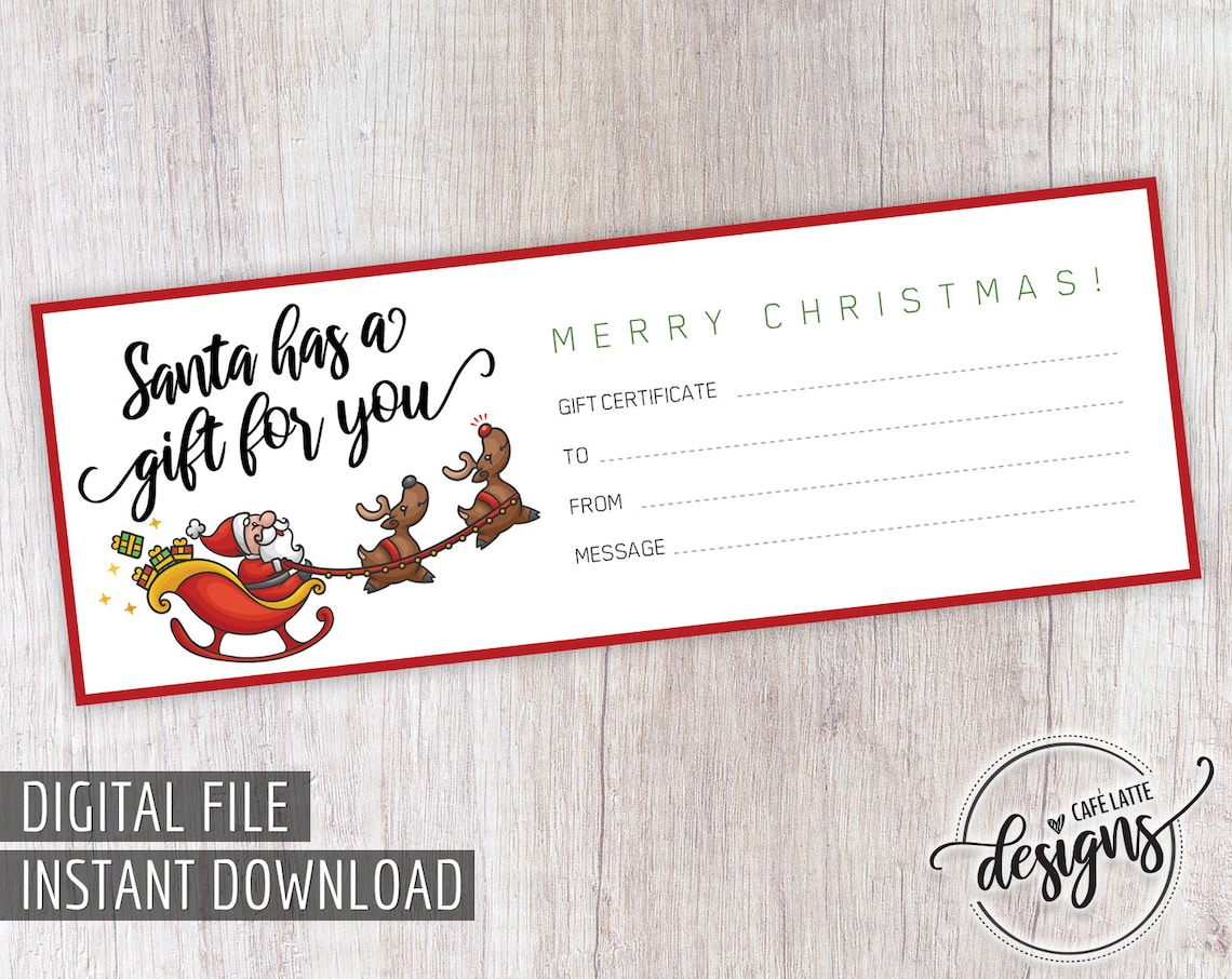 Christmas Gift Certificate Santa Claus Gift Certificate - Etsy Canada