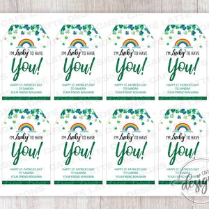 St. Patricks Day Lucky to Have You Printable Gift Tags, Editable ...