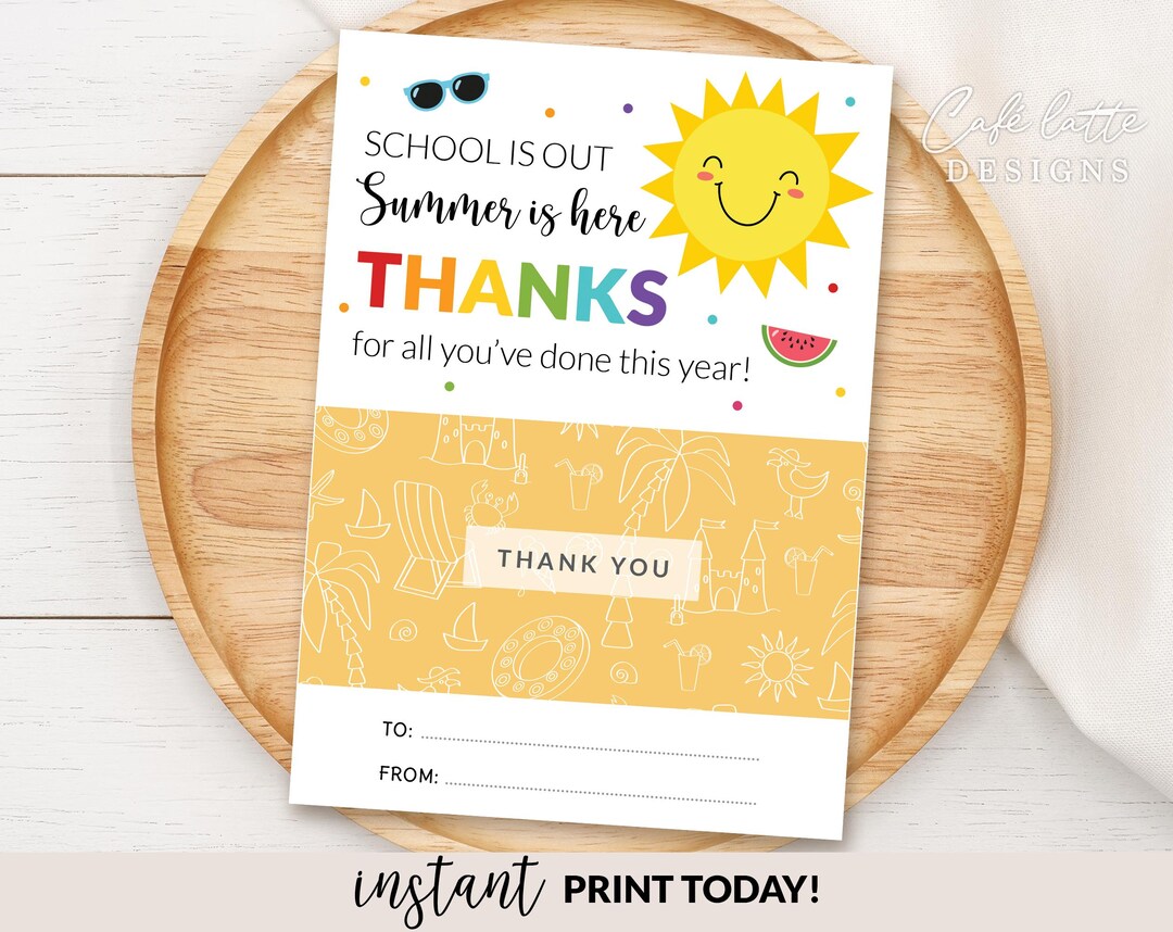 Teacher Appreciation Gift Card Holder Printable, Thank You End of Year ...