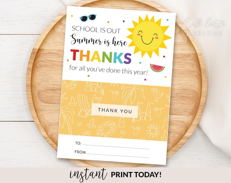 Teacher Appreciation Gift Card Holder Printable, Thank You End of Year ...