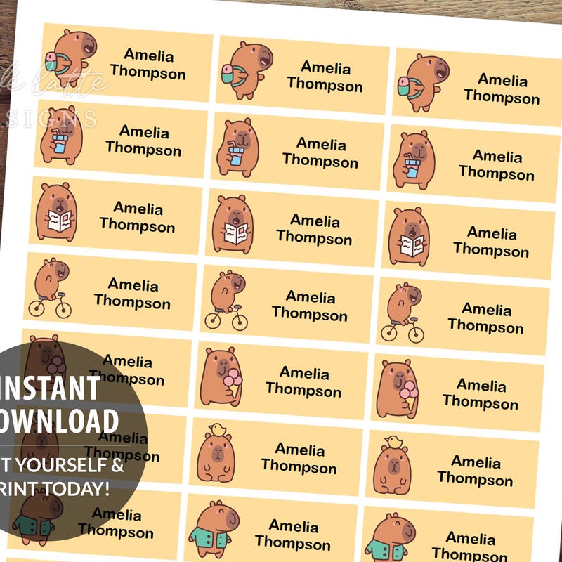 Capybara School Name Tags - Etsy