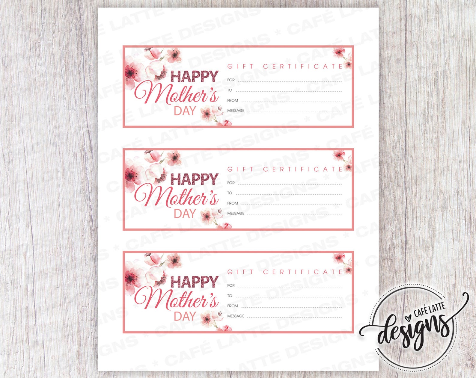 MOTHER'S DAY Gift Certificate Printable Gift Coupon for | Etsy