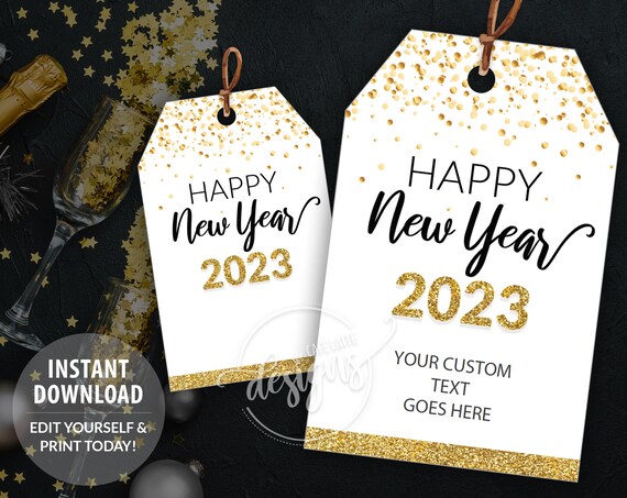 NEW YEARS Printable Gift Tags, Editable Personalized Favor Tags ...