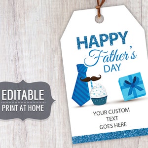 FATHER'S DAY Gift Tags Printable, Editable Personalized Gift Favor Tags ...