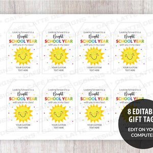 Back to School Editable Printable Gift Tags, Personalized First Day of ...
