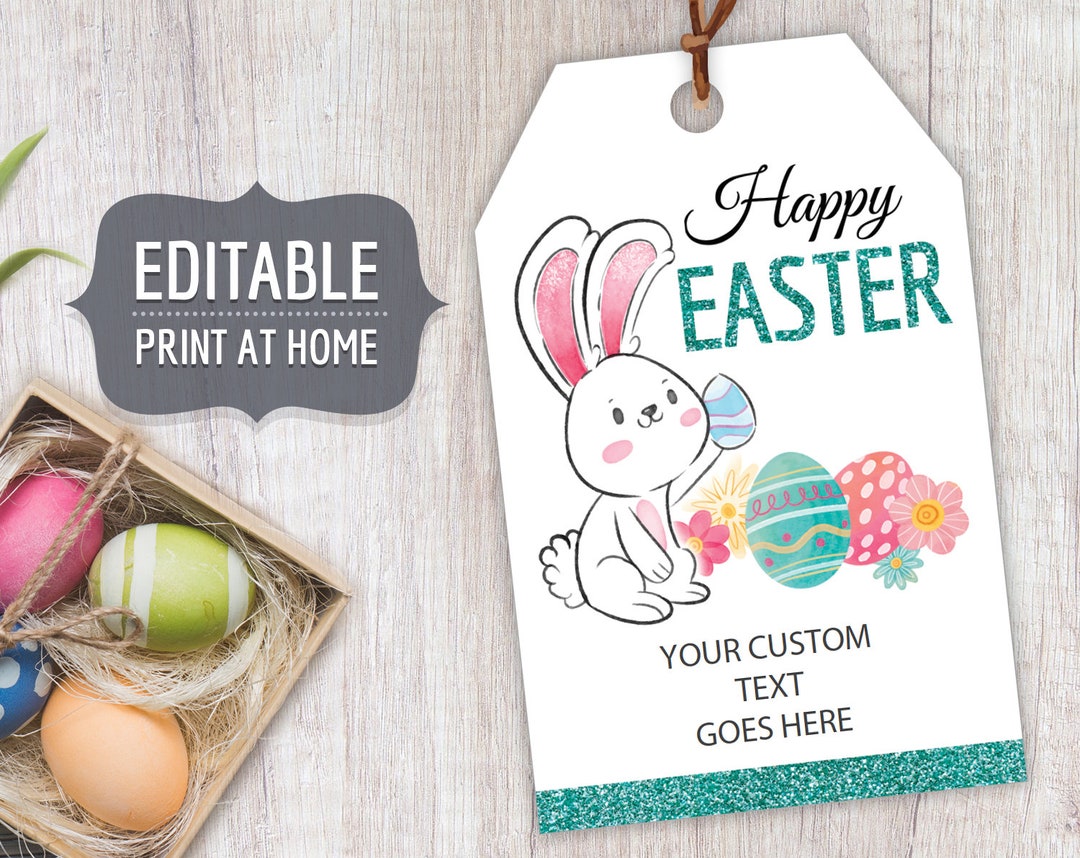 Happy Easter Printable Gift Tags, Editable Personalized Favor Tags ...