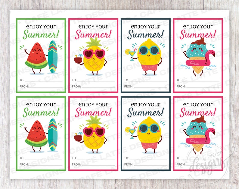 Enjoy Summer Kids Cards End of School Gift Favor Tags - Etsy