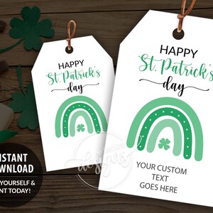 St Patricks Day Printable Gift Tags, Boho Rainbow Gift Tags for Friends ...