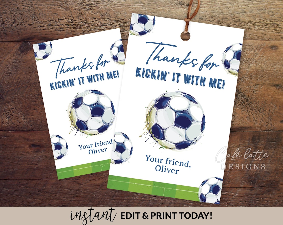 Soccer Birthday Gift Tags Editable Template, Soccer Birthday Printable ...